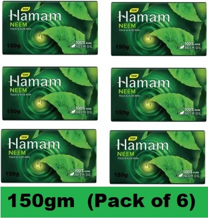 HAMAM NEEM TULSI & ALOE VERA SOAP ^^ 150g (Pack of 6) - Price in India ...