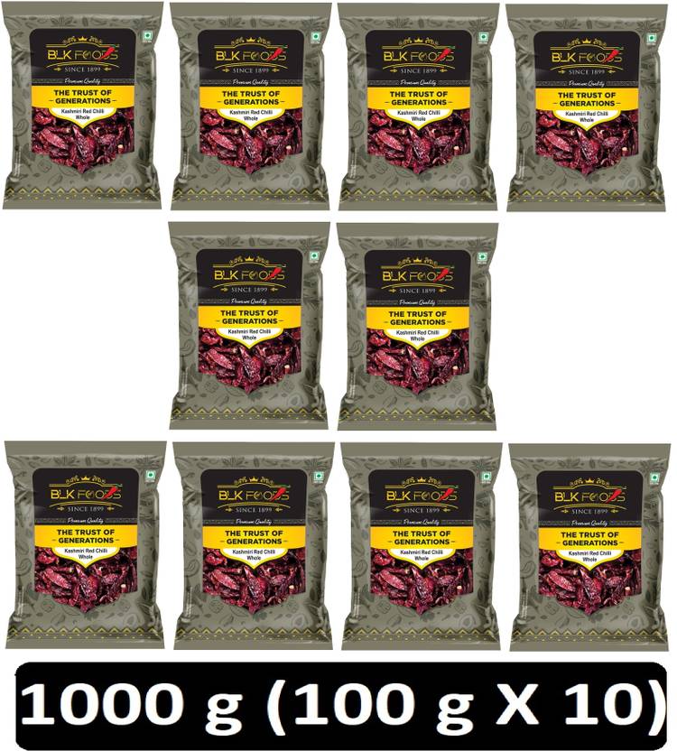 BLK FOODS Daily Kashmiri Red Chilli Whole (Kashmiri Lal Mirch Sabut ...