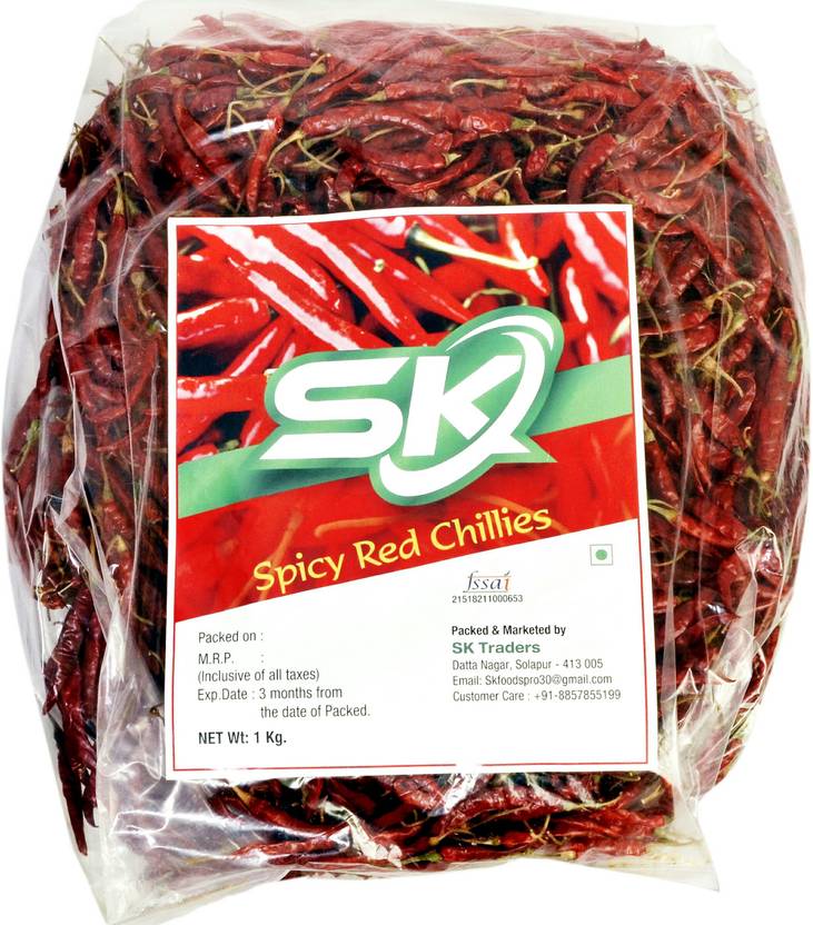 Sk foods Spicy dry chilli whole,teja mirchi, lavngi mirchi 1KG Price in ...