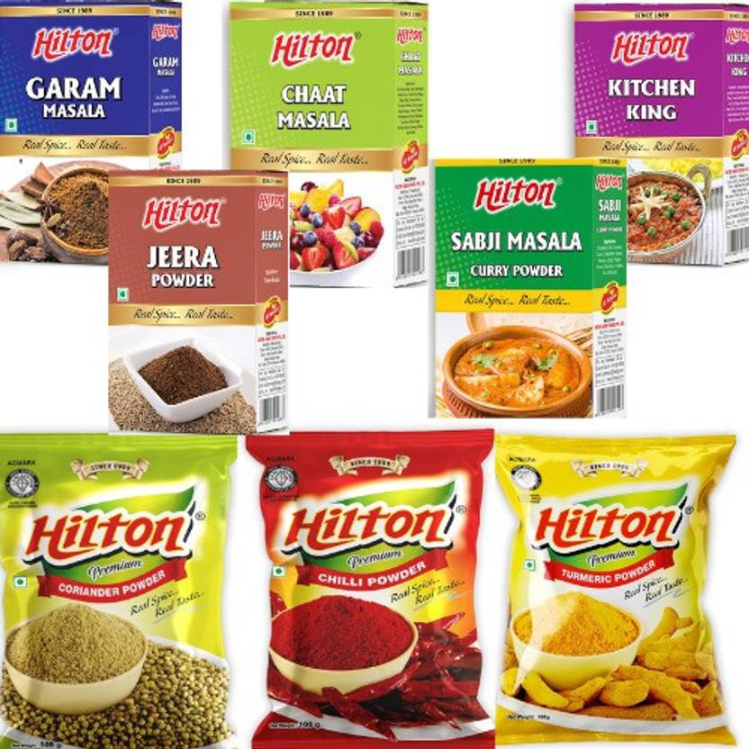 HILTON Chilli+Haldi+Dhnia+Chaat Masala+Garam Masala +Jeera Powder ...