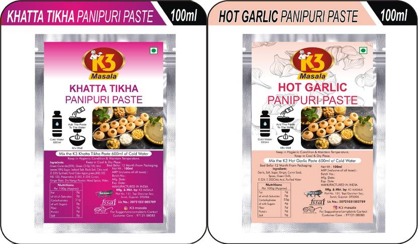 K3 Masala Ready To Eat Hot Garlic -Khatta Thikha Pani Puri Paste. Price ...