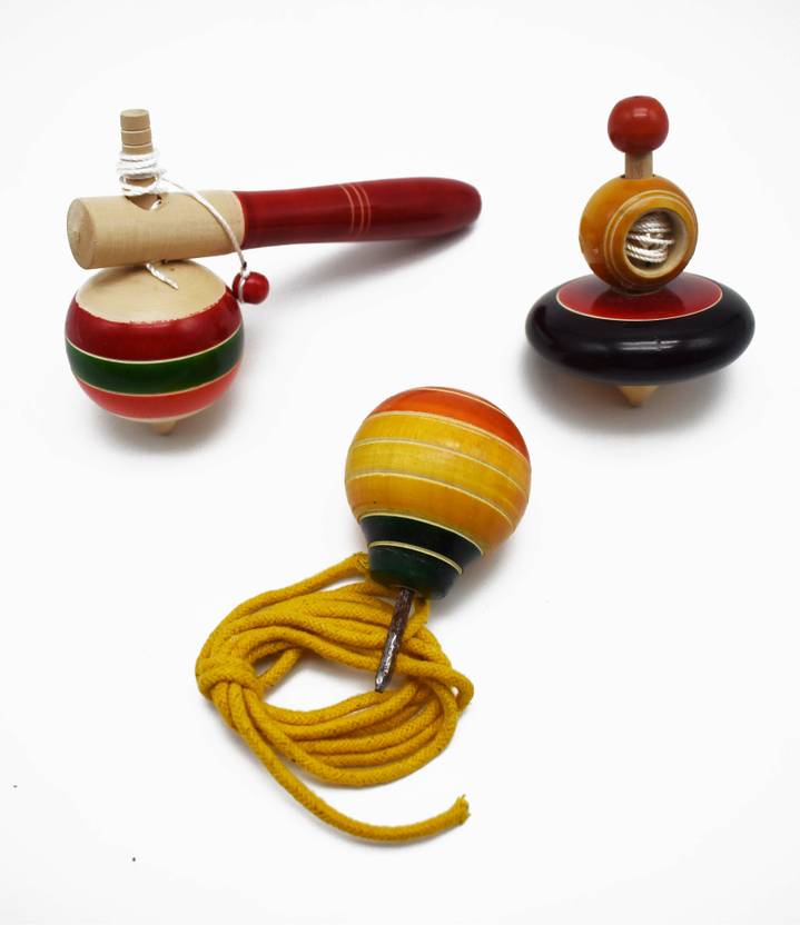 justhandmade Wooden String Top With Handle | Buguri For Kids, Colors ...