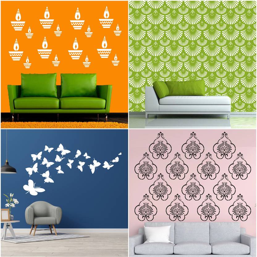 ARandNJ Painting Wall Stencils (Size :- 16 X 24 Inch) PATTERN- "Diya ...
