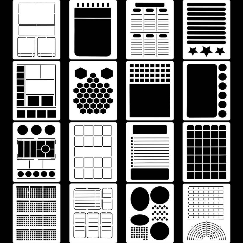 IVANA'S 16 Pieces Journal Stencils Speedy Spreads Journal Stencils DIY ...