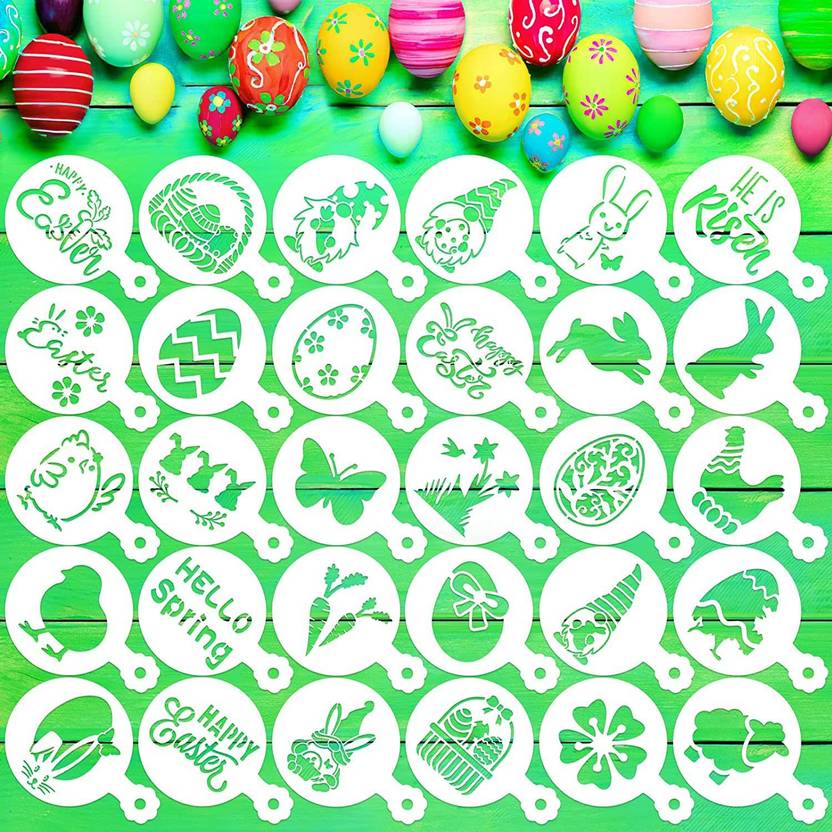 IVANA'S 30pcs Coffee Stencils Easter Stencils Baking Templates Easter ...