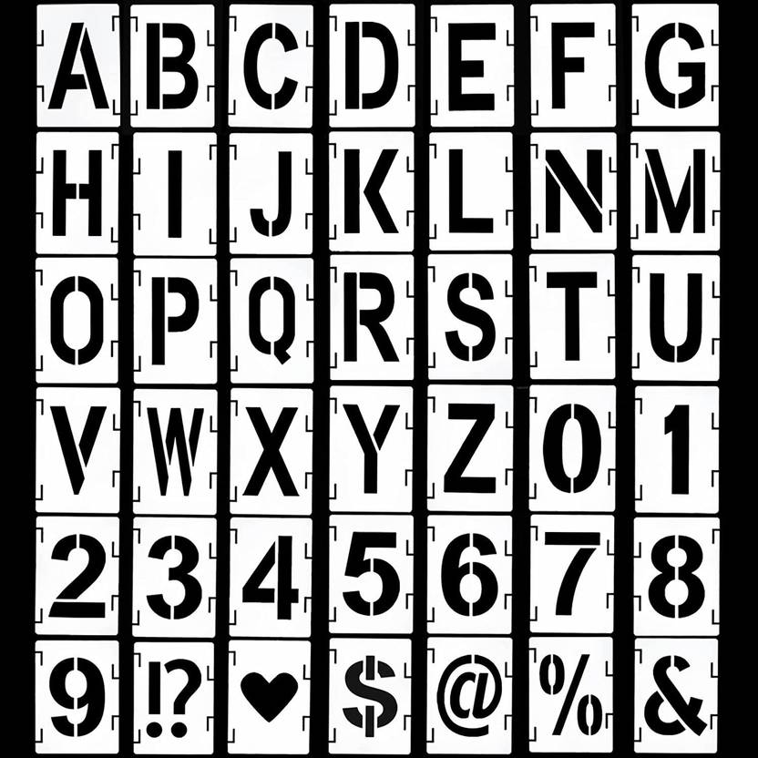 DEQUERA 2 Inch 42 PCS Letter Stencils Symbol Numbers Craft Stencils ...