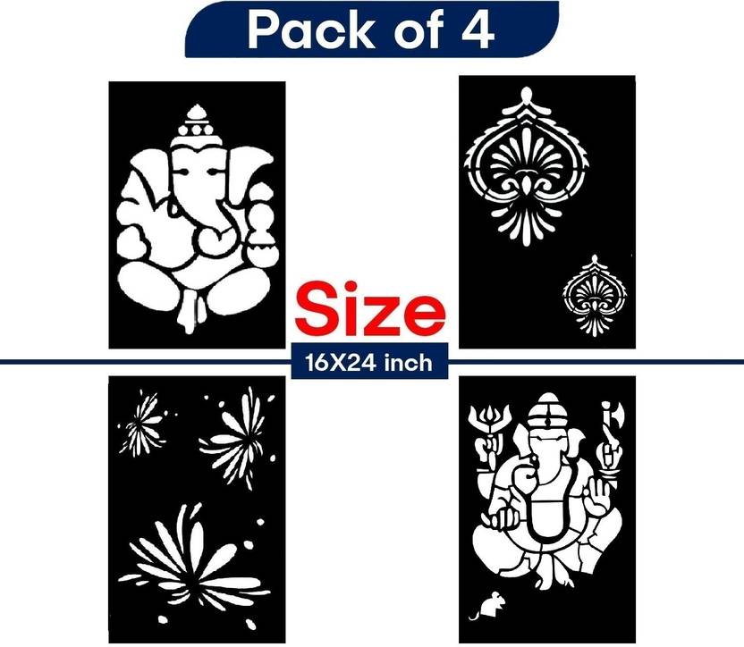 JAZZIKA Painting Wall Stencils (Size :- 16 X 24 Inch) PATTERN- "Mewari ...