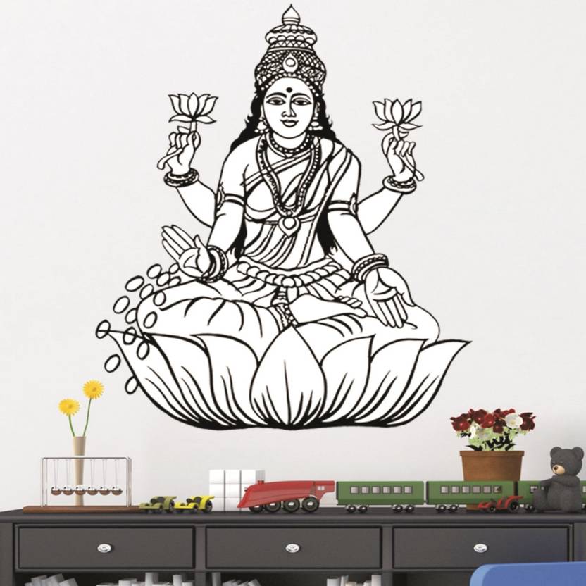 ARandNJ Painting Wall Stencils (Size :- 24 X 40 Inch) PATTERN- Dhan Devi Laxmi Maa Design ...