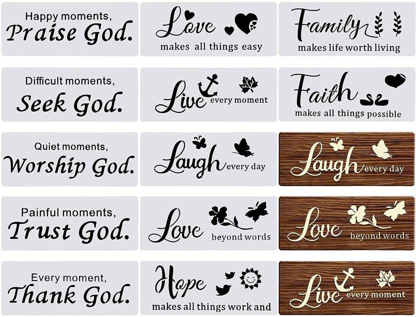 IVANA'S 12 Pieces Words Stencils Templates Reusable Family Word Sign ...