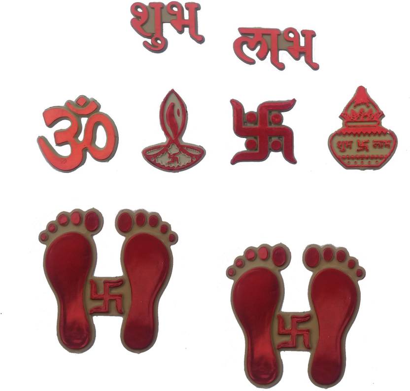 CLAPPERZZ Laxmi Charan Swastik Shubh Labh - Stickers for Wall & Floor ...