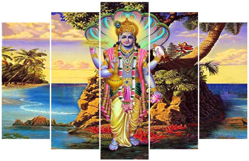 KAMYA HOME DÉCOR 60 cm Narayan Bhagwan standing above him Sheshnag wall ...