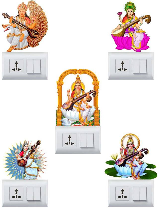 Design Zoo Maa Saraswati Switch Board Sticker Medium Self Adhesive ...