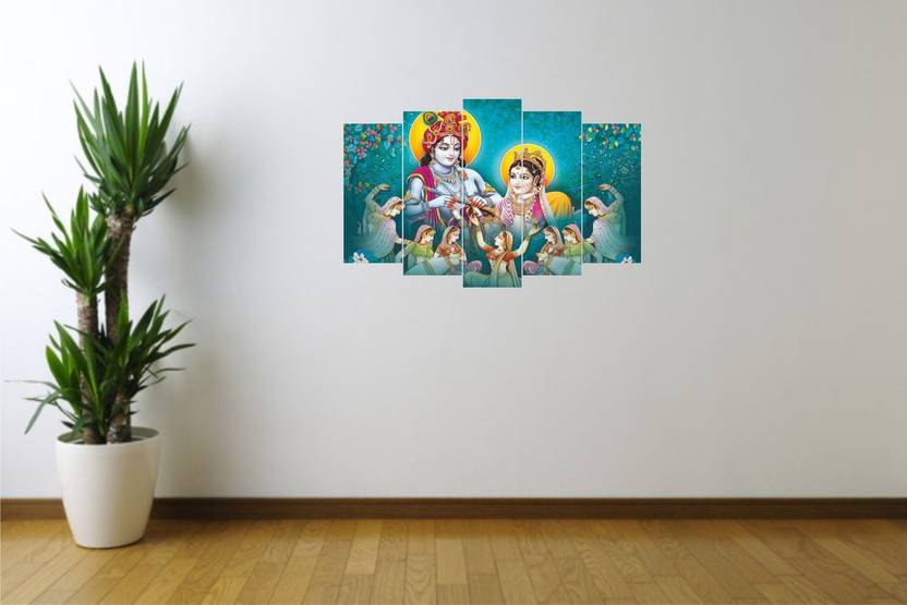 AK GRAPHICS 60 cm Maidens dancing around Radha Krishna wall sticker ...
