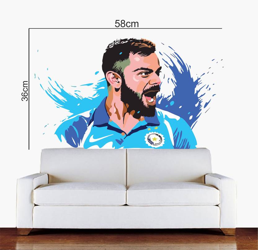 SAI DESIGNS virat kohli 3D wall sticker(58x36) Large Self Adhesive ...