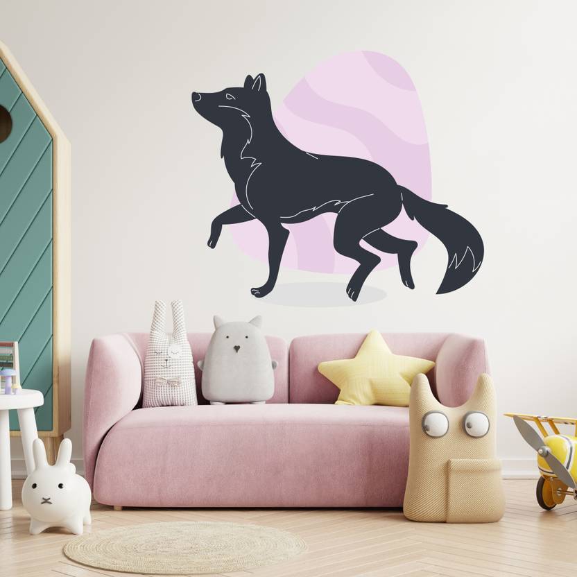 WALLSTICK Black Wolf Decorative Wallsticker Small Self Adhesive Sticker ...