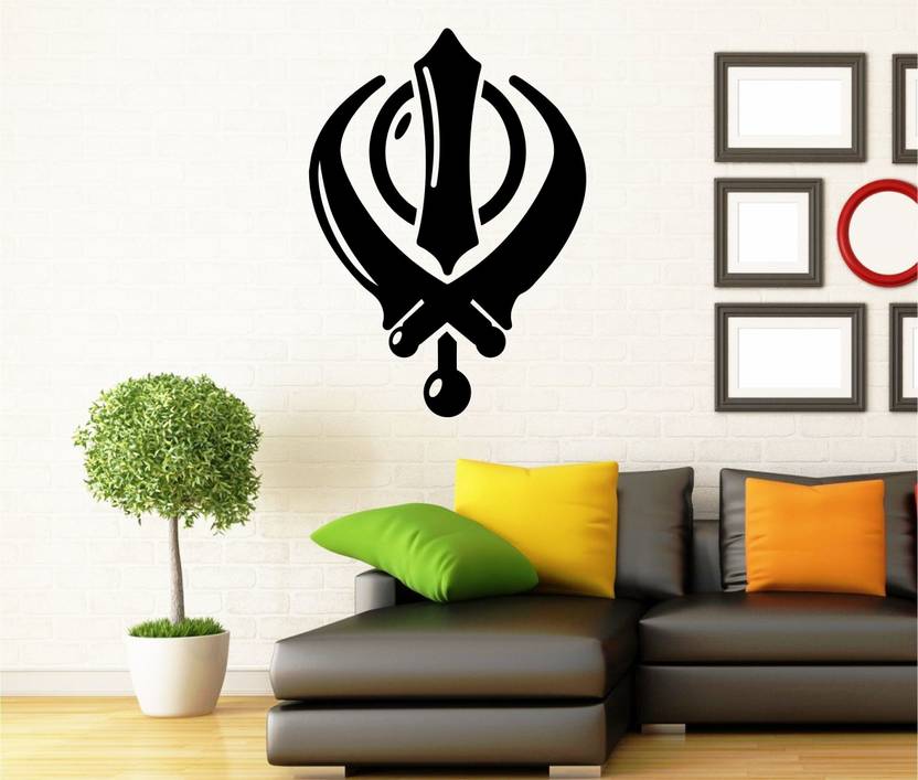 Mini Cards & Decor Items 80 cm Sardar Khanda Sikh Symbol Wall Sticker ...