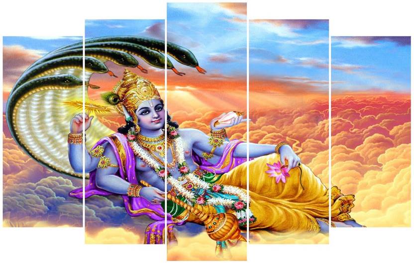 KAMYA HOME DÉCOR Lord Vishnu resting on Lord Sheshnag wall sticker ...