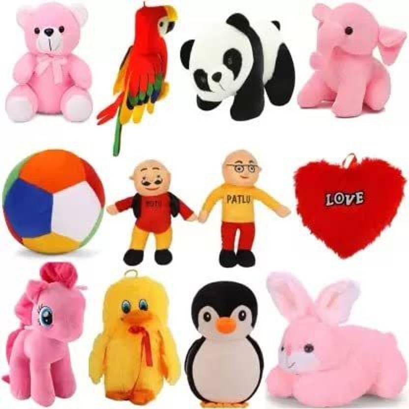 SASTATOY COMBO SET OF 10 appu, ball,heart,motu patlu duck,panda - 18 cm ...