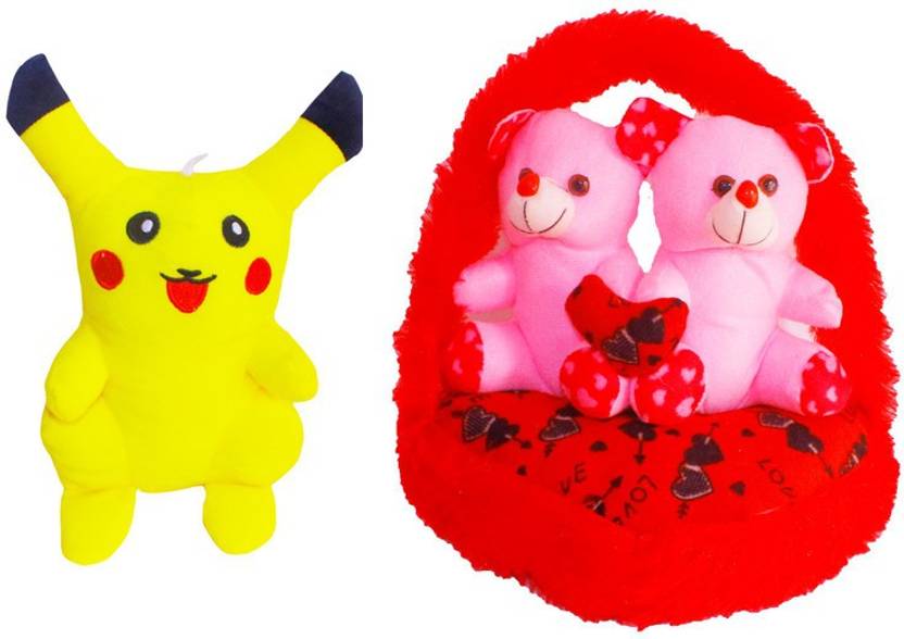 Memebuzz Pikachu &Teddy Couple Cudlling Toys Combo(25cm) - 25 cm ...