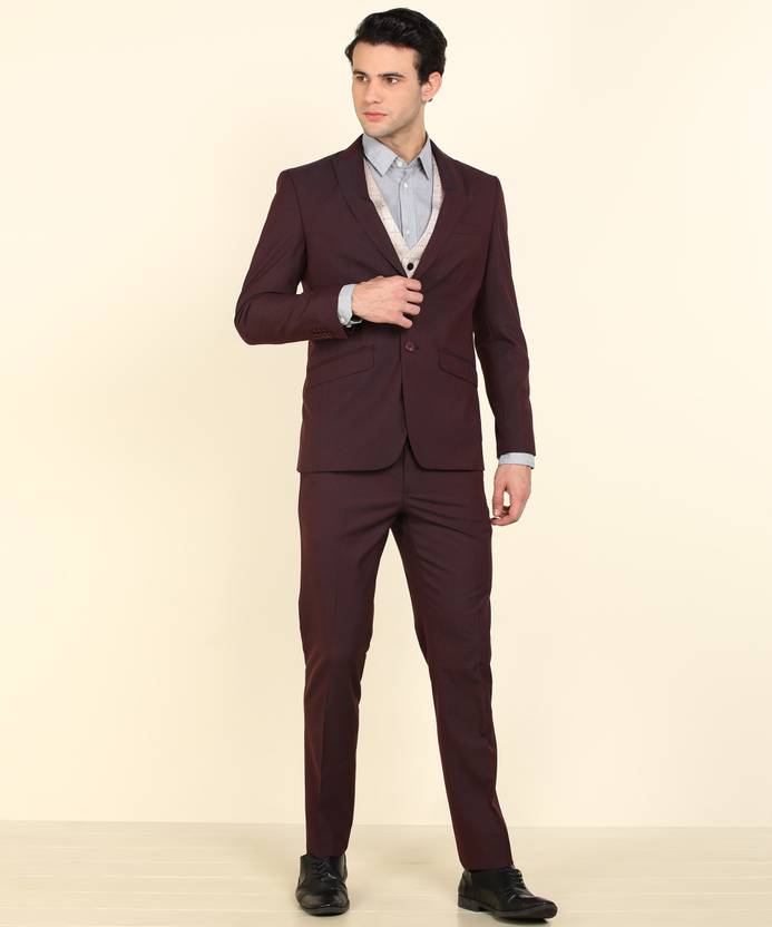 PETER ENGLAND Three Piece Suit Solid Men Suit - Buy PETER ENGLAND Three ...