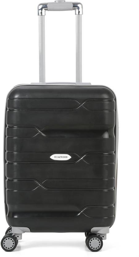 Teakwood Leathers Black Patterned Hard-Sided Cabin Trolley Bag Cabin ...