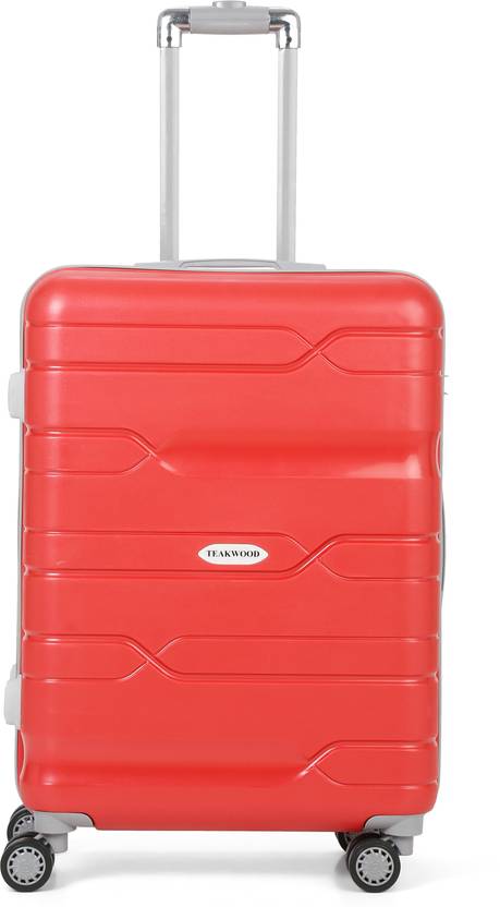 Teakwood Leathers Red Patterned Hard-Sided Cabin Trolley Bag Cabin ...