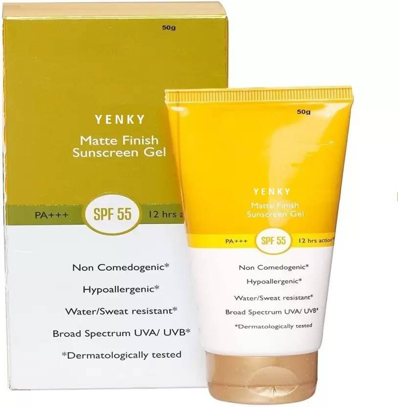 YENKY New Photostable Gold Matte Finish Sunscreen Gel (Pack of 1) - SPF ...