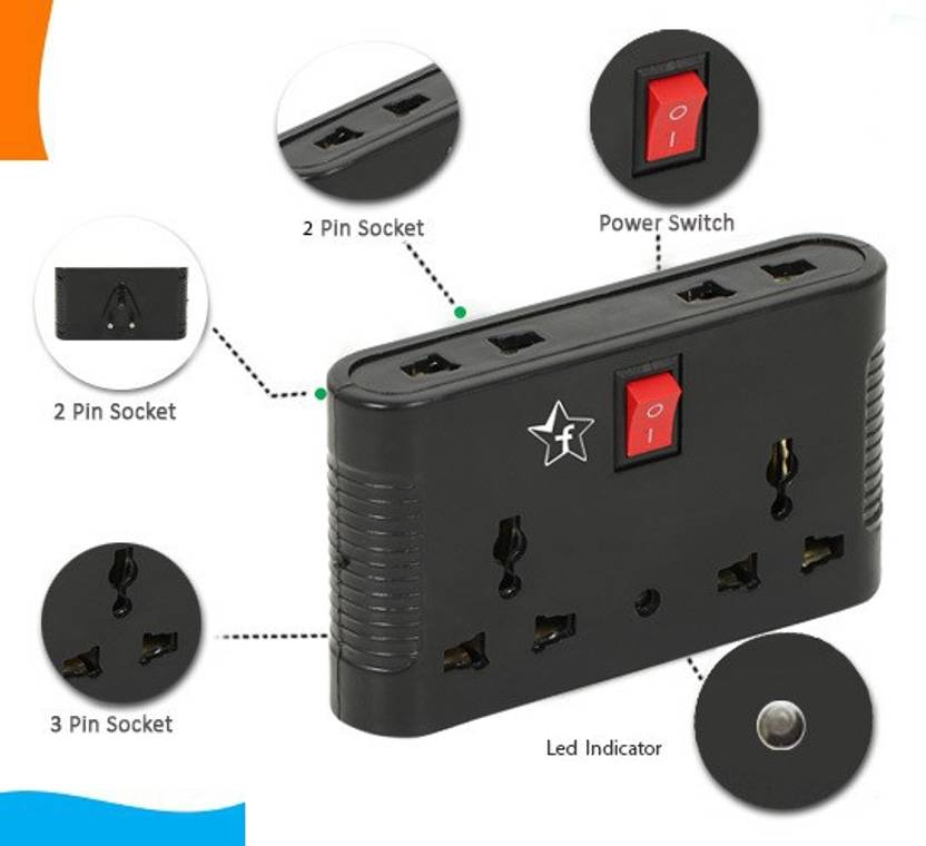 Flipkart SmartBuy 3 pin Multi Plug Point | Cordless Wall Socket ...