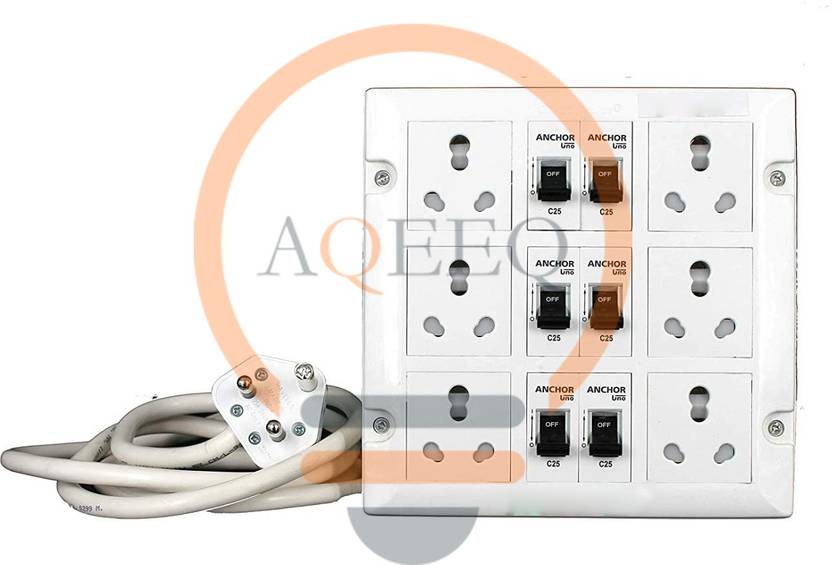 Aqeeq Extension Board 25A 6 Socket 6 MCB 3 Meter 6 mm Long Wire Cable ...