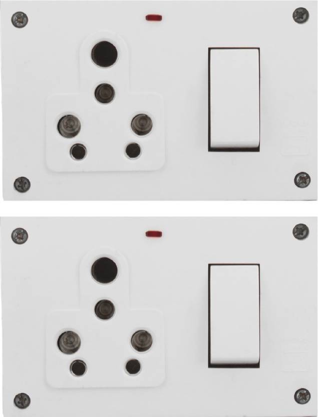 HI-PLASST PVC 16a switch-Socket Combined board (pack of 2) 1 Socket ...