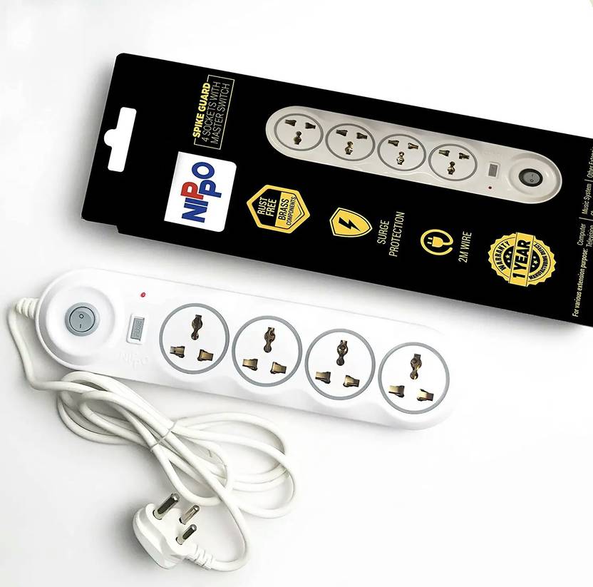 Nippo Nippo Spike Guard, 4 Socket + 1 Switch, 2 Meters Cable 4 Socket ...