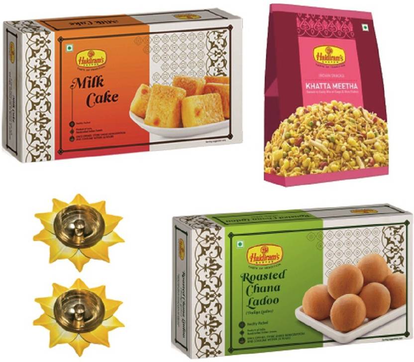 Haldiram's Nagpur Milk Cake 250g, Roasted Chana Ladoo Khatta Meetha200g ...