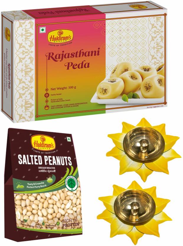 Haldiram's Nagpur Rajasthani Peda 500g, Salted Peanuts 200g with 2 ...