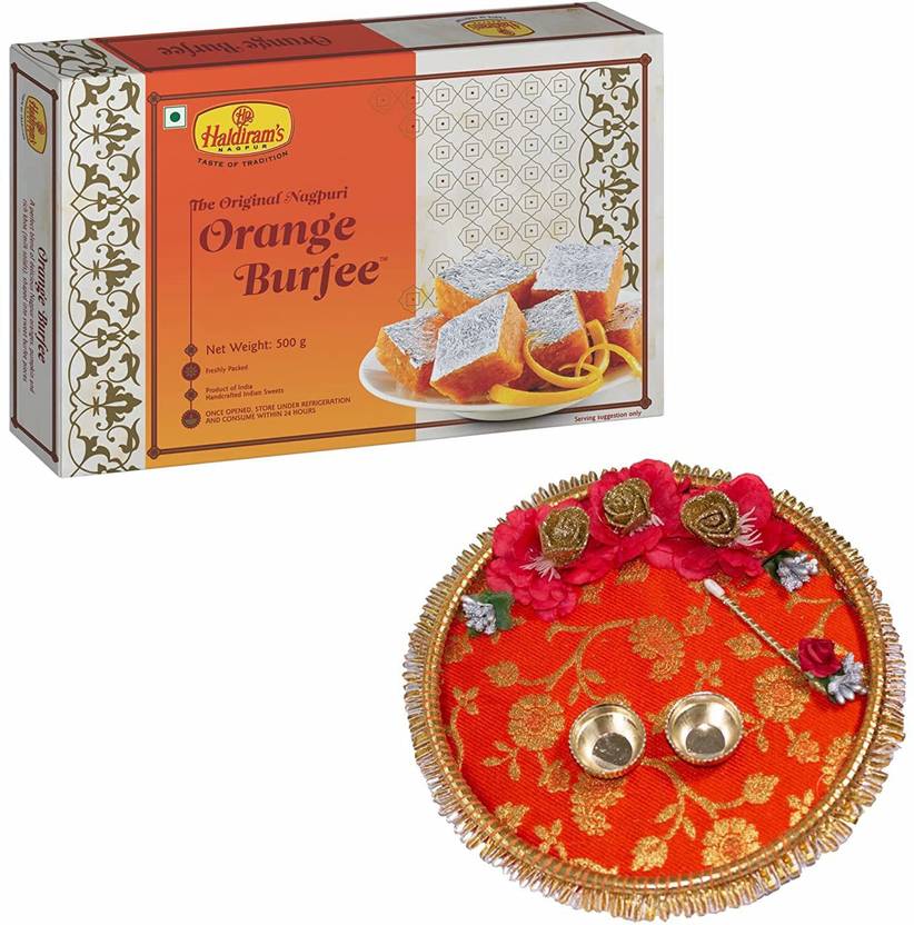 Haldiram's Nagpur Orange Burfee 500g With Puja Thali Box Price in India ...