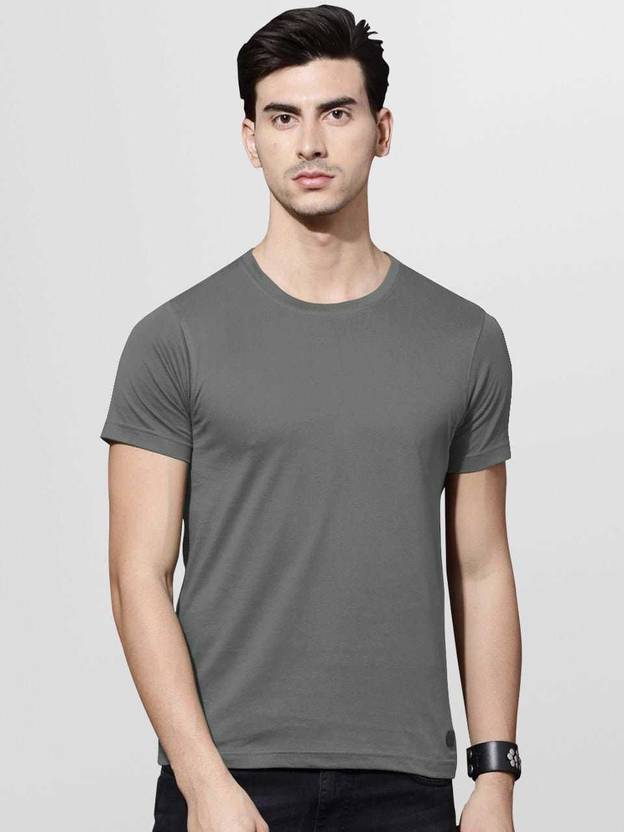 mishan enterprise Solid Men Round Neck Grey T-Shirt - Buy mishan ...