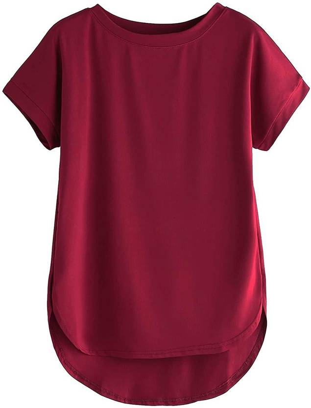 GIRLS SHOPPIE Casual Half Sleeve Solid Women Maroon Top - Buy GIRLS ...