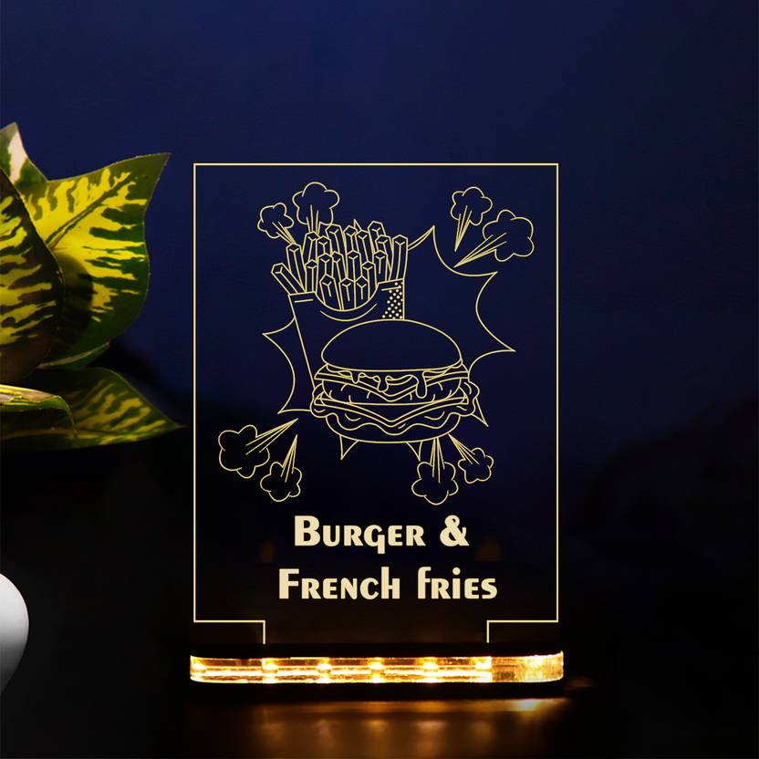 StarLaser 3D Illusion Burger & French Fries Fast Food led Night lamp ...
