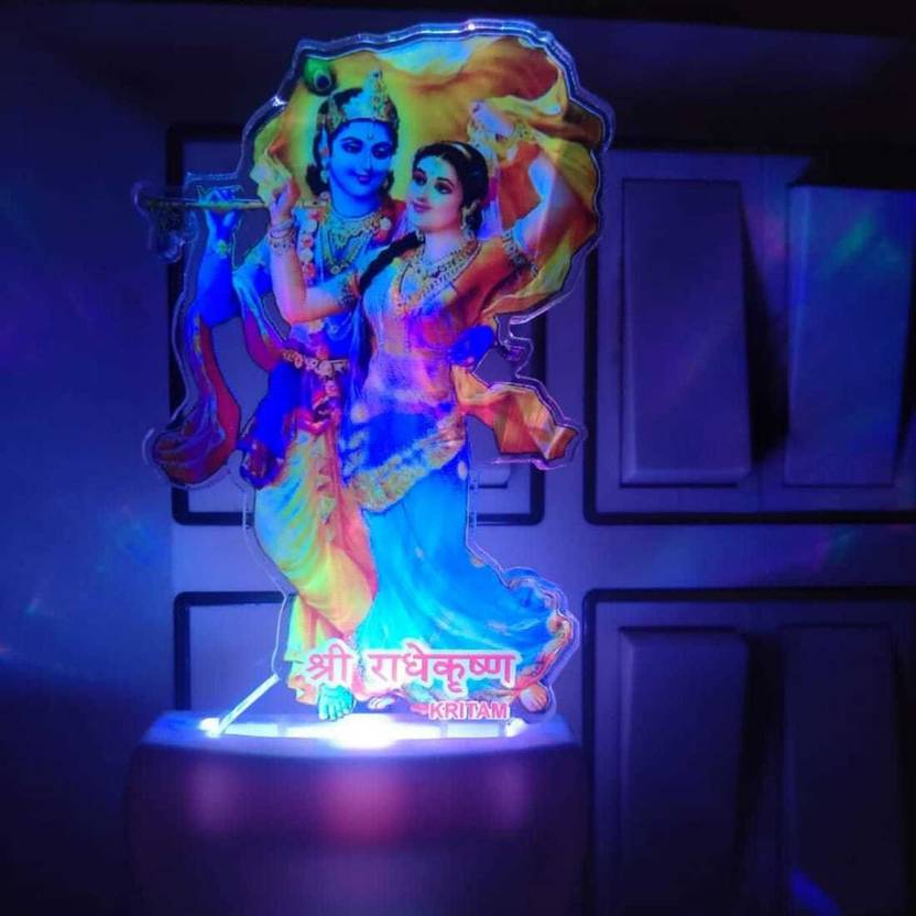 KRITAM Krishna& Radha 3D Illusion Night Lamp with 7 Multicolor for ...