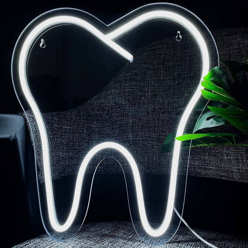 THE PARTY PLANET Tooth Neon Sign Teeth Sign LED Neon Light Sign Dental ...
