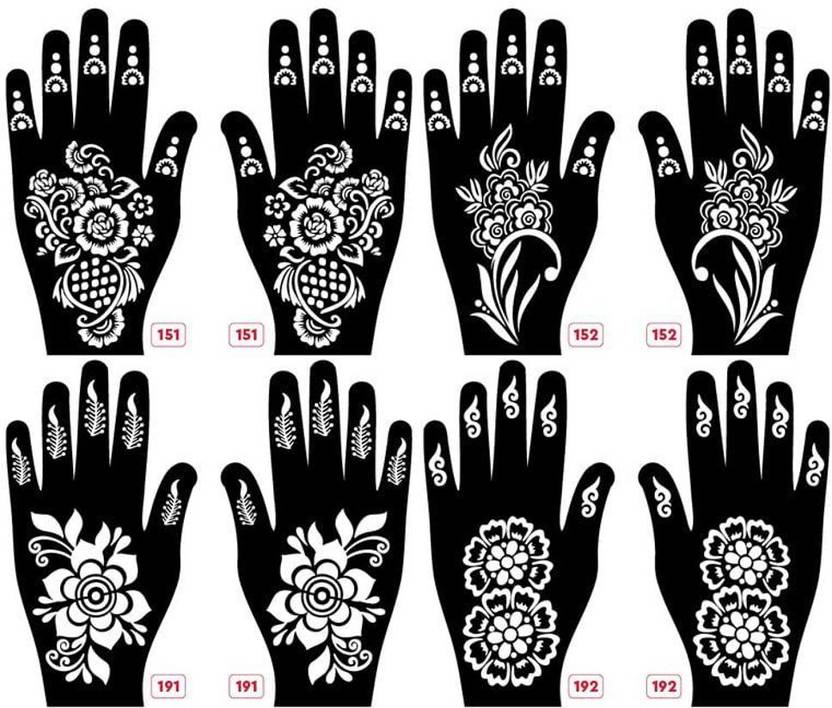 stylishdecor pack of 8 hand beautifull mehandi sticker Synthetic ...