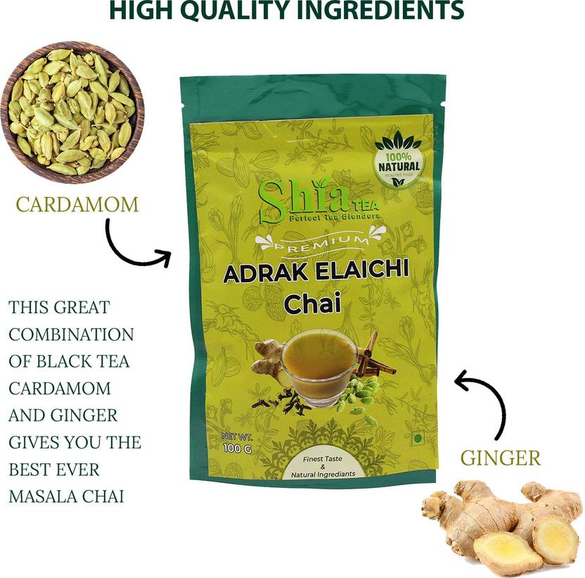 shia tea Adrak Elaichi Chai Ginger Black Tea Pouch Price in India - Buy ...