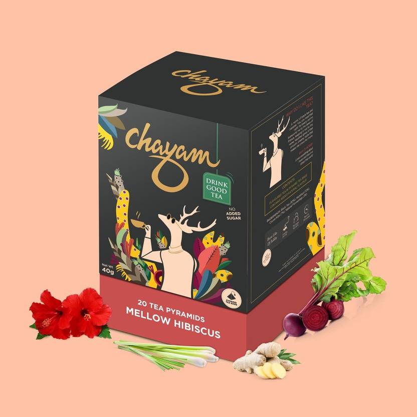 CHAYAM Hibiscus Tea with Green Tea, Ginger, Real Hibiscus Flower and ...