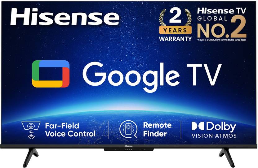Hisense A6H 108 cm (43 inch) Ultra HD (4K) LED Smart Google TV with Hands Free Voice Control ...