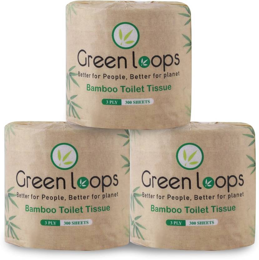 GREENLOOPS Eco Friendly Bamboo Toilet Tissue Roll Pack of 3 Toilet ...