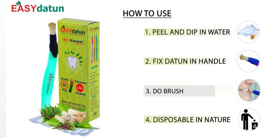 Easy Datun Neem Brush Pack of 30 + Handle Soft Toothbrush - Buy Baby ...