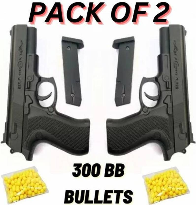 weezly Pistol Toy Gun P729 Pull Back BB Bullet Gun for Kids Pack of 2 ...