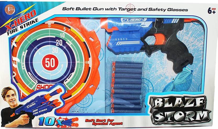 AL ATASH Blaze Storm Gun Toy Set with 1 X-Hero Gun 1 Target Board and10 ...