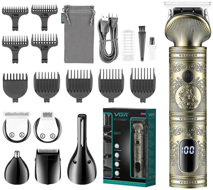 VGR V-106 Professional 6in1 Grooming Kit with LED Display Trimmer 180 min Runtime 16 Length ...