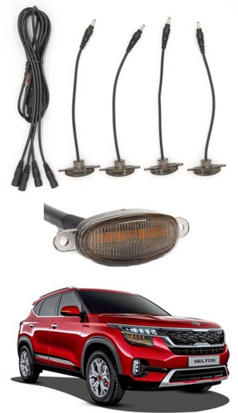 RKPSP 4 LED Front Grill Led Lights Amber Lights DRL For Seltos-Kia-2019 ...