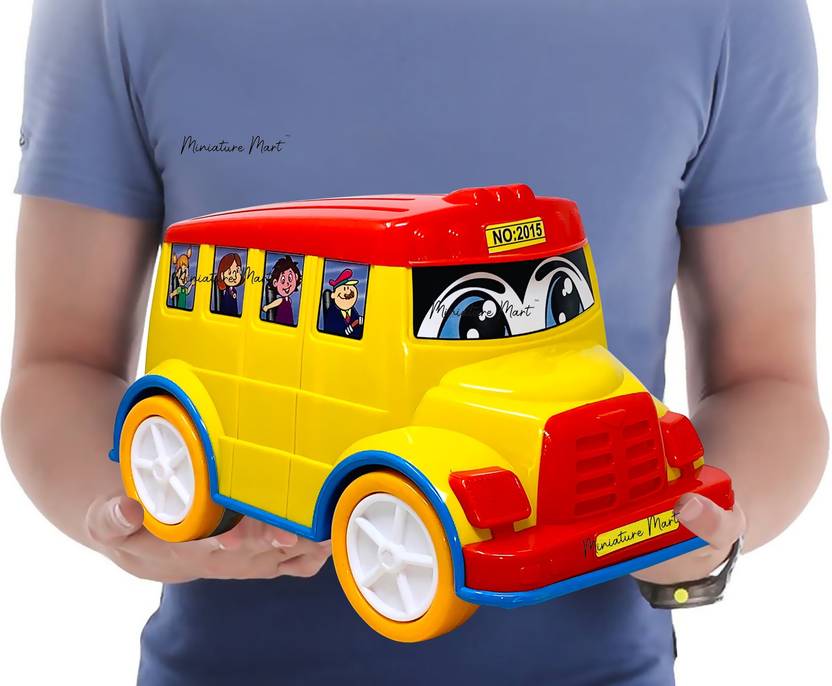 Giftary Kids Big Size Unbreakable Push & Go Indian Cartoon School Bus ...